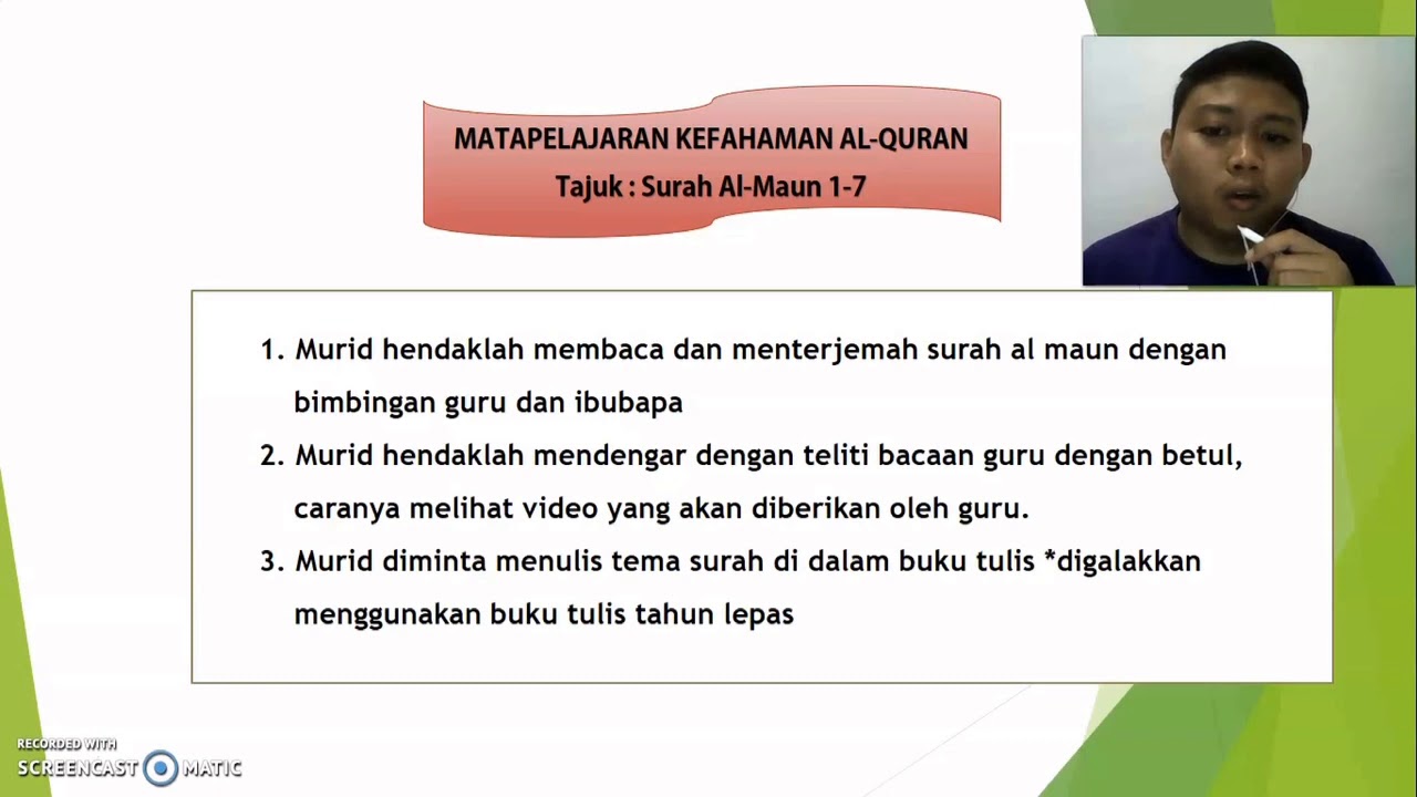 Kefahaman Al Quran Tahun 3 Surah Al Maun