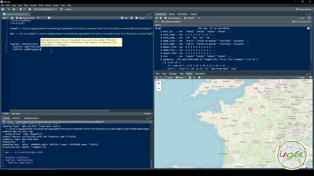 Carte interactive simple sur RStudio - Leaflet