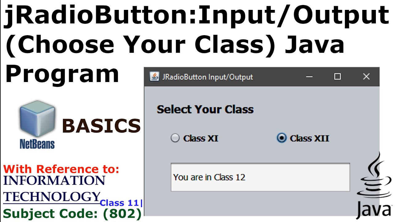 Simple Input / Output Program using jRadioButton - Beginners | Java GUI Simple Program | ARBX CodeX
