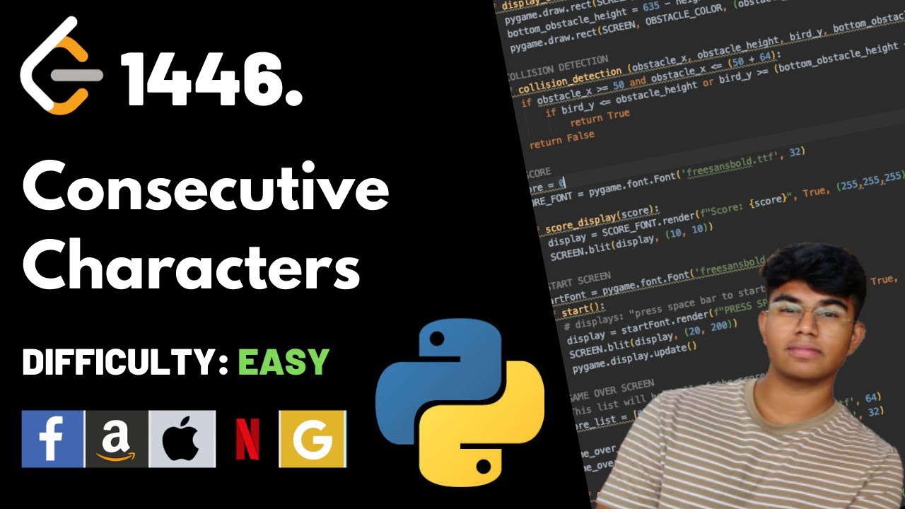 Consecutive Characters | Leet code 1446 | Theory explained + Python code
