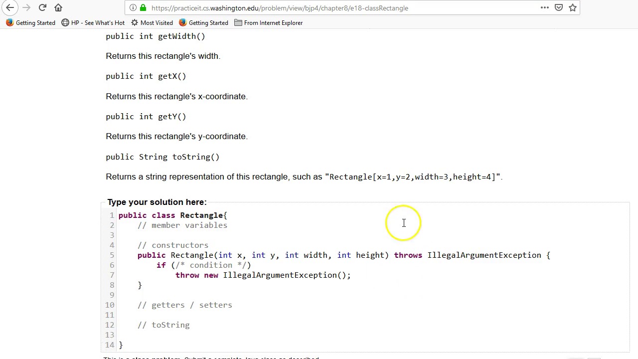 Building Java Program Chapter 8 Exercise 8.18 classRectangle