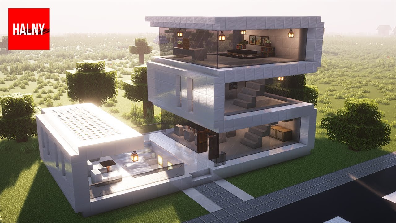 Ultra modern house - Minecraft tutorial - Minecraft Builders