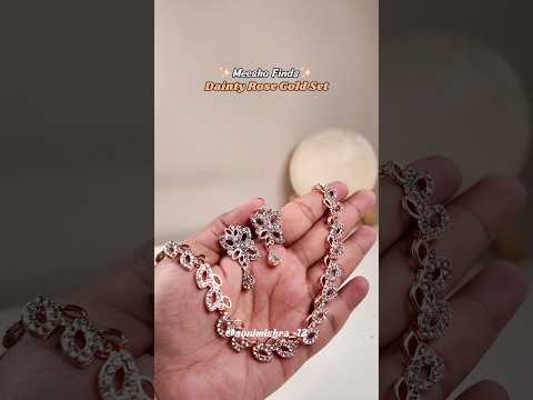Meesho Haul: Rose Gold Jewellery Set For ₹124😍 #meeshofinds #meeshohaul #meeshojewellerysethaul