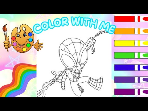 Spidey Spiderman Coloring Page | Spidey Shooting Web Coloring Page ǀ Coloring Book | Color With Me