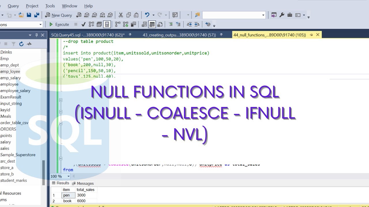 SQL | Null Function in SQL | ISNULL | COALESCE | IFNULL | NVL