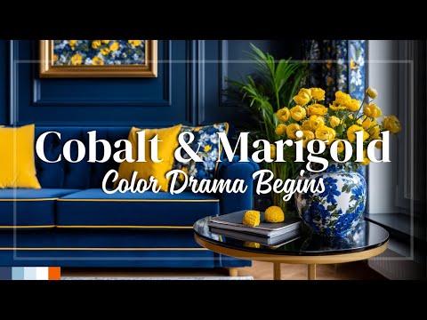 Cobalt Blue and Marigold Color Scheme Ideas for Small Eclectic Apartments Full of Drama