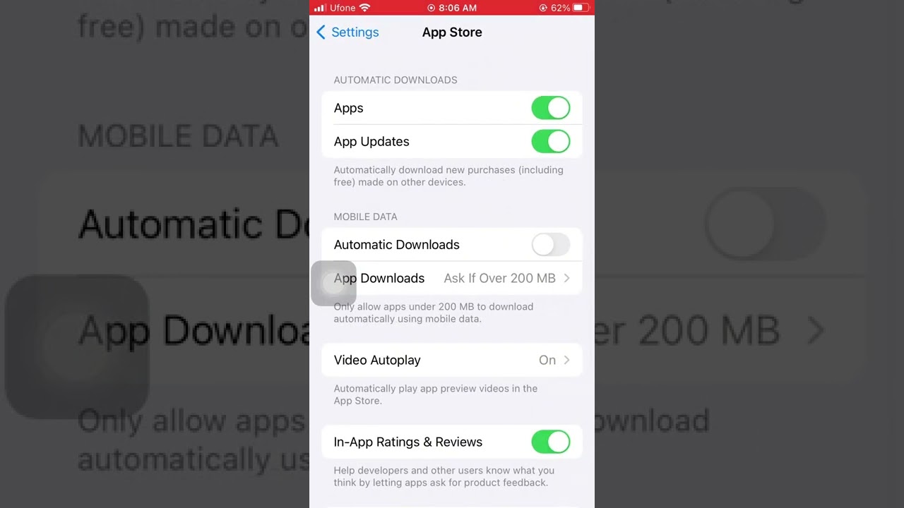 Automatic downloads on iPhone