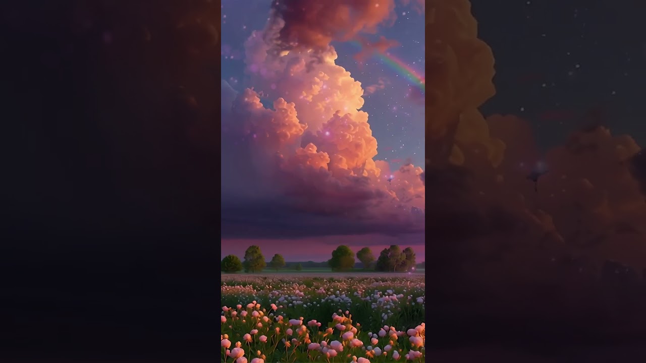 Rainbow Over Sunset Field