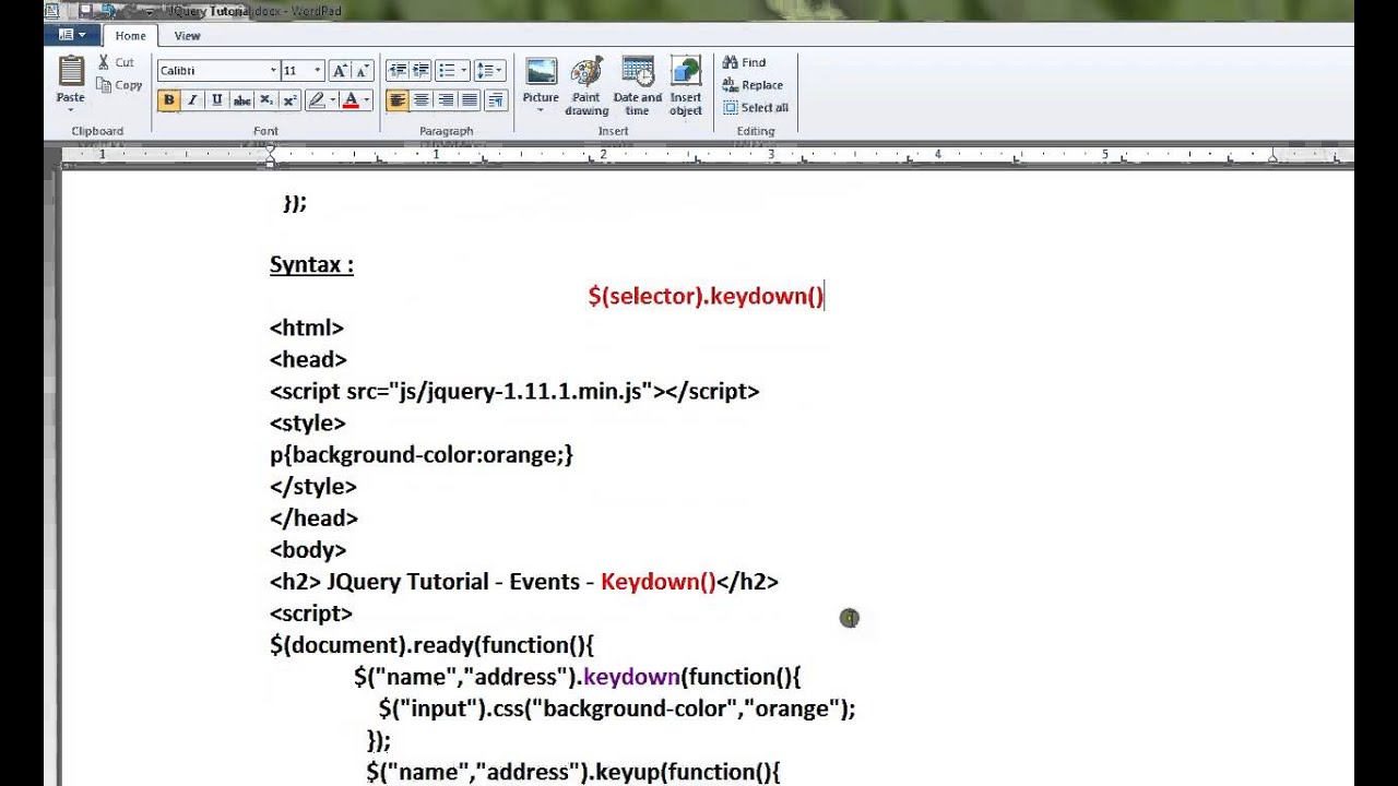 JQUERY KEYDOWN METHOD DEMO