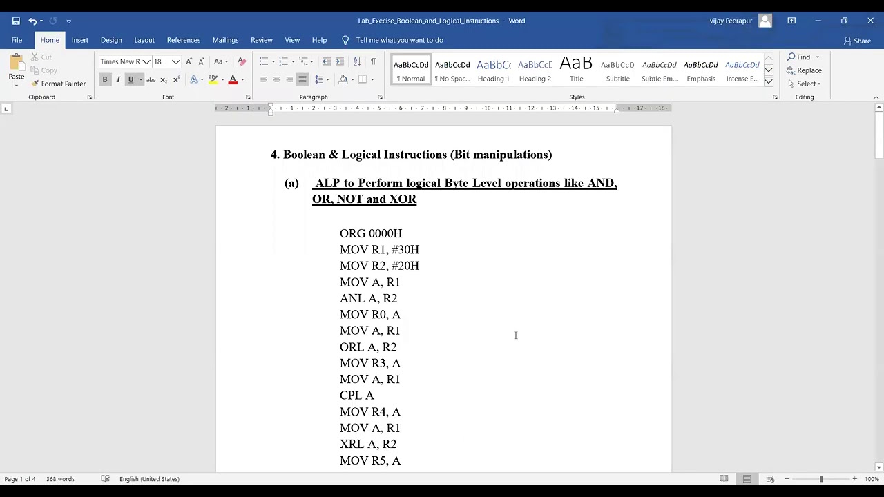 18ECL47 - MICROCONTROLLER LABORATORY