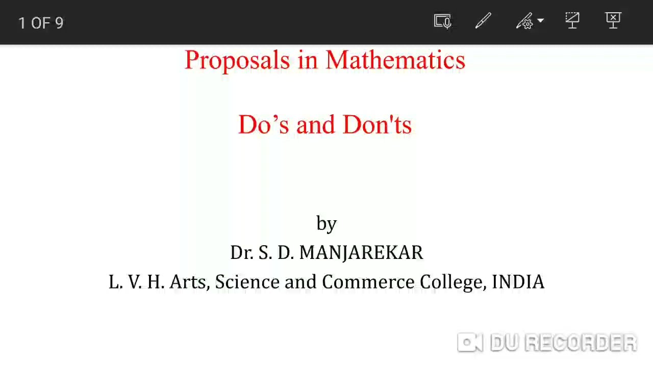 Proposal in Mathematics Do's and Don'ts