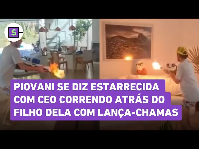 Vídeo: Empresário corre atrás de filho de Piovani com lança-chamas