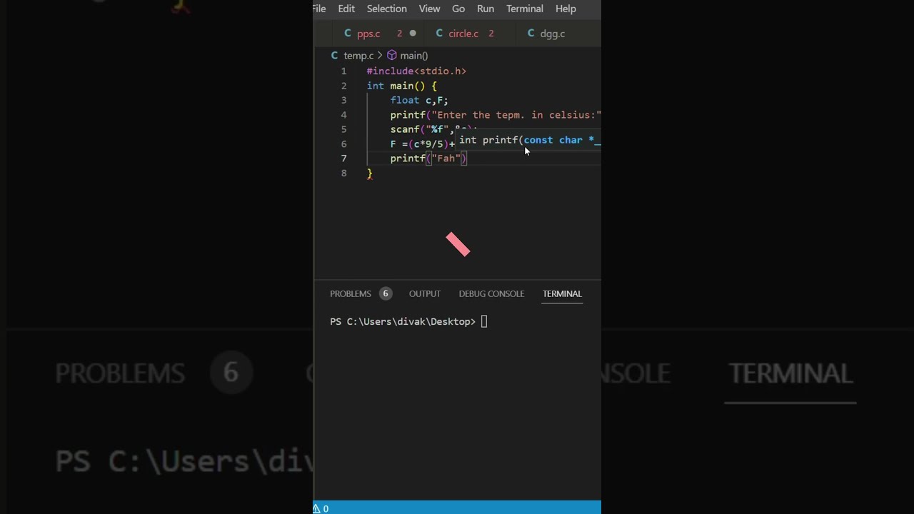 C program to convert temperature from degree Celsius to Fahrenheit #shorts #shortvideo #cprogramming