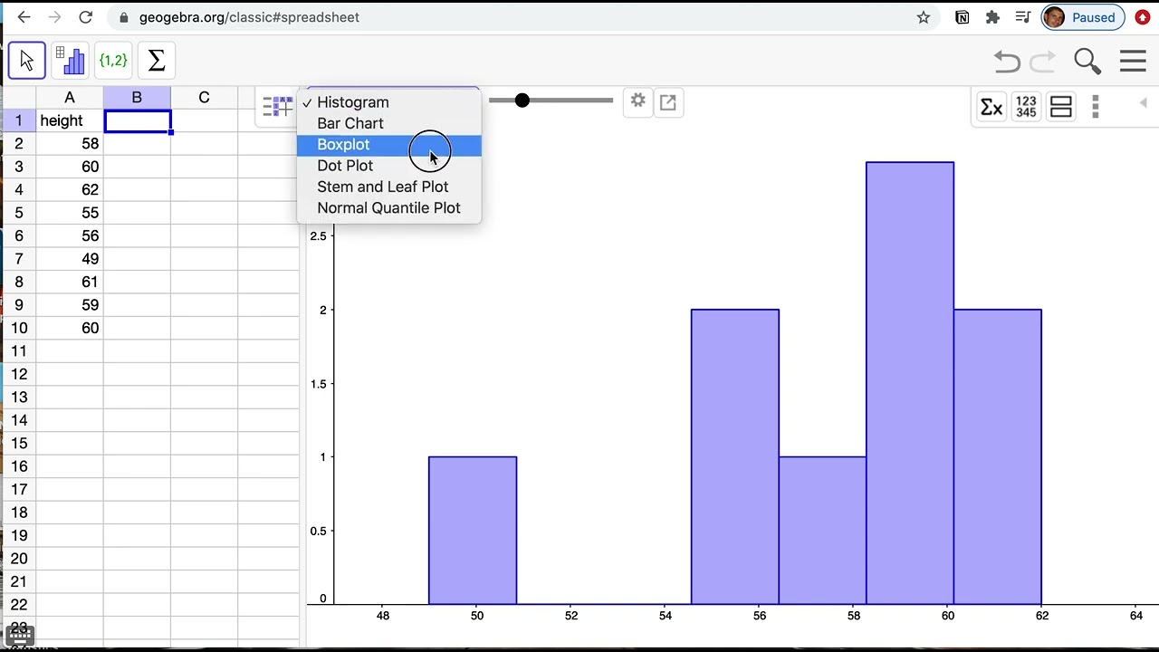 Geogebra Tutorial 1 Variable Quantitative Distributions