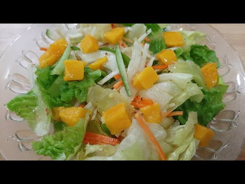 LETTUCE SALAD WITH MANGO RECIPE | HEALTHY GREEN SALAD RECIPE | BEST LETTUCE SALAD RECIPE