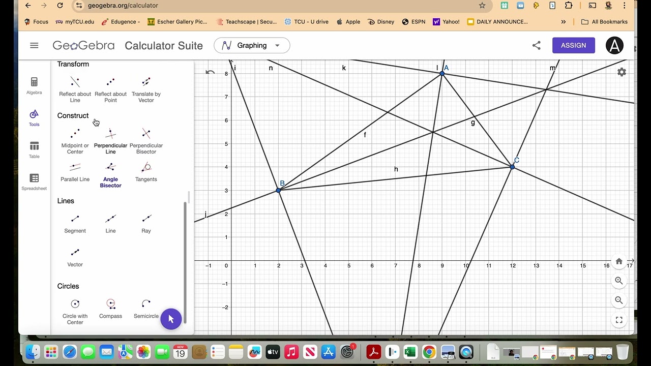 How to Create an Incenter on Geogebra
