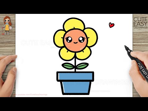 How to Draw a Cute Flower Pot Easy for Kids and Toddlers
