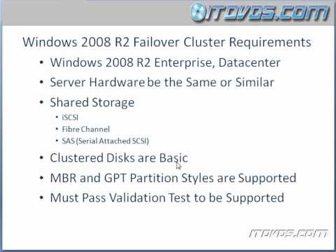 Windows Server 2008 R2 Clustering Requirements and Limitations CBT