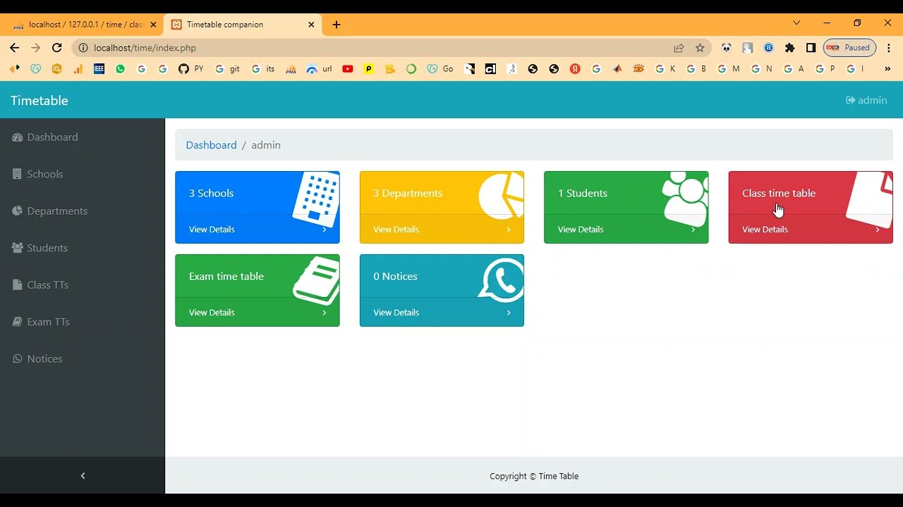 College Time Table System in PHP Application Projects
