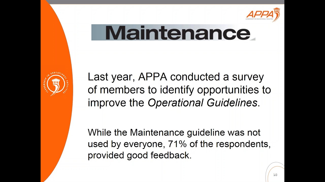 2019 10 10 13 00 APPA Operational Guidelines for Educational Facilities Maintenance