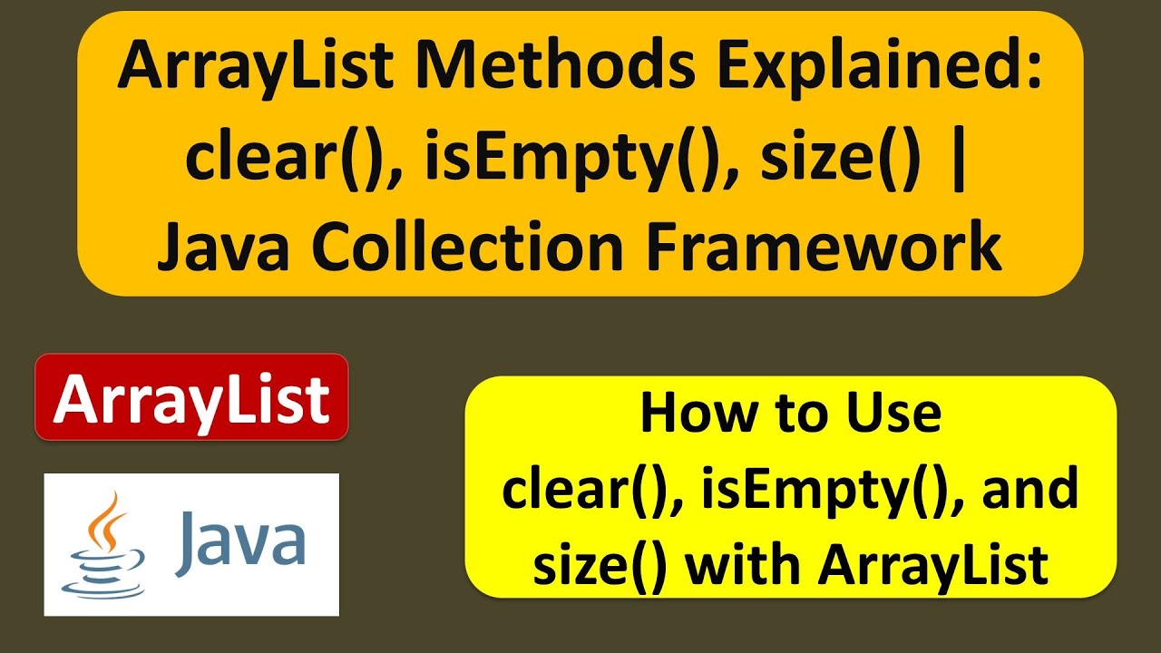 ArrayList Methods Explained: clear(), isEmpty(), size() | Java Collection Framework