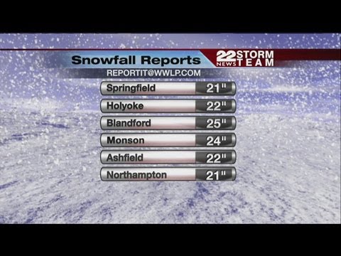Snowfall totals across western Massachusetts