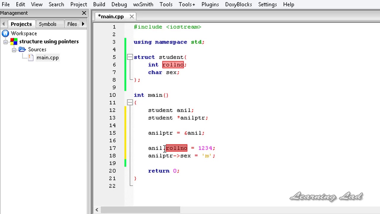 039  Arrow Operator with Pointers to Access Structure Members   CPP Programming Video Tutorial
