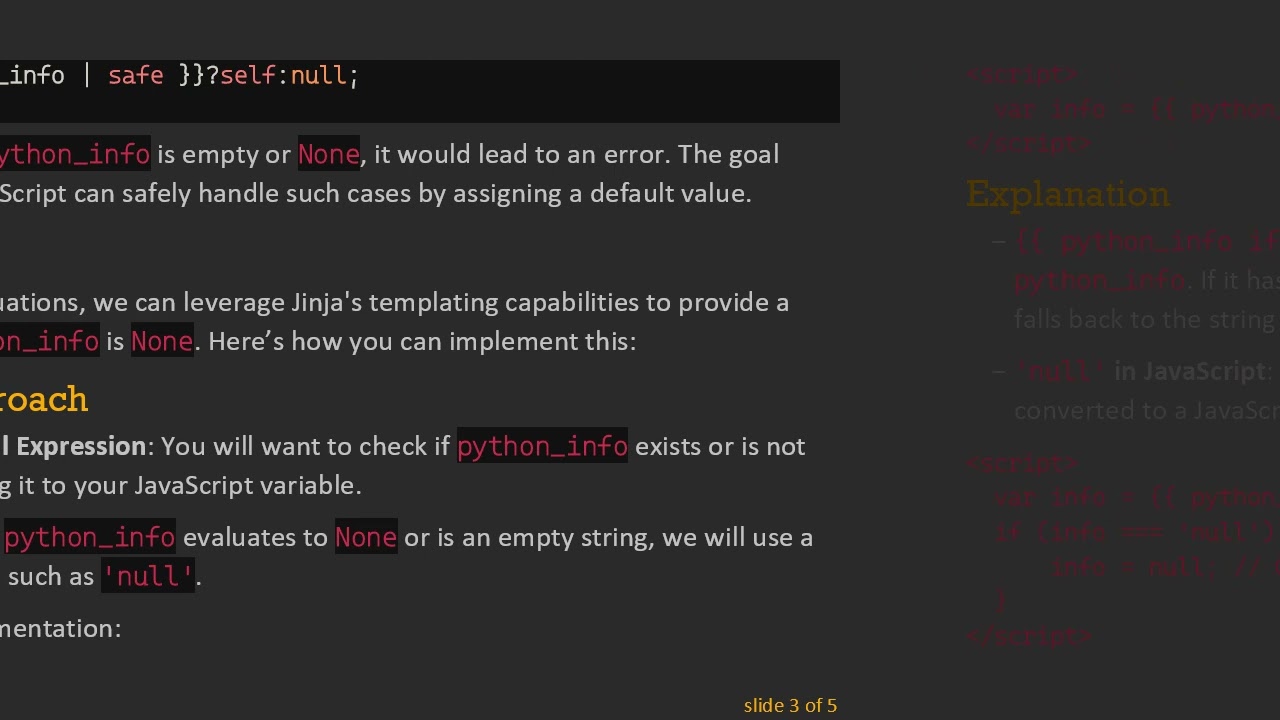Setting a JavaScript Null Value When Python Is None in Jinja Expressions