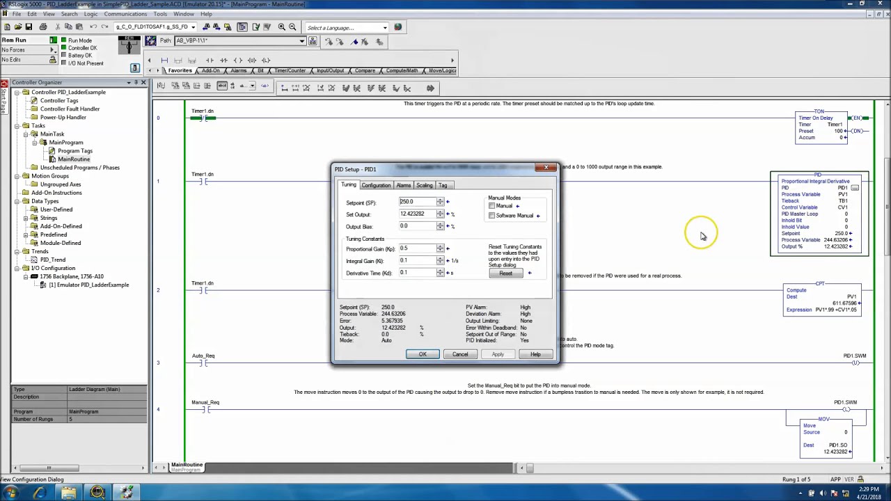 RSLogix 5000 PID Setup and Tuning