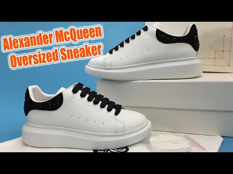 Alexander McQueen Oversized Sneaker with a jet black crystal on foot & review