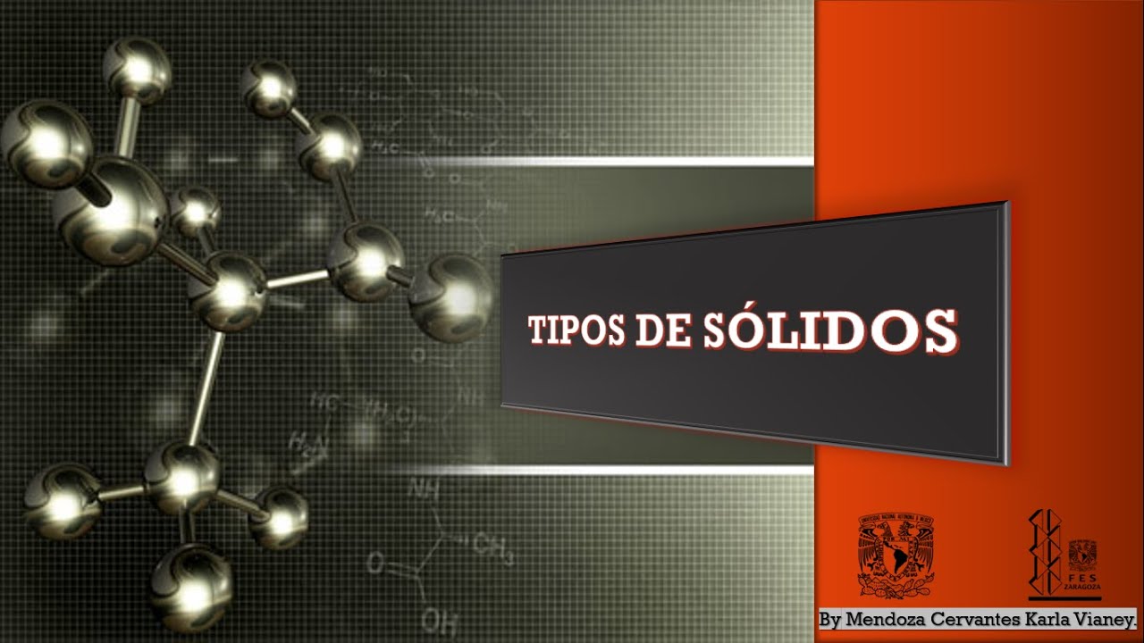 Tipos de sólidos: iónicos, moleculares, covalentes y metálicos.