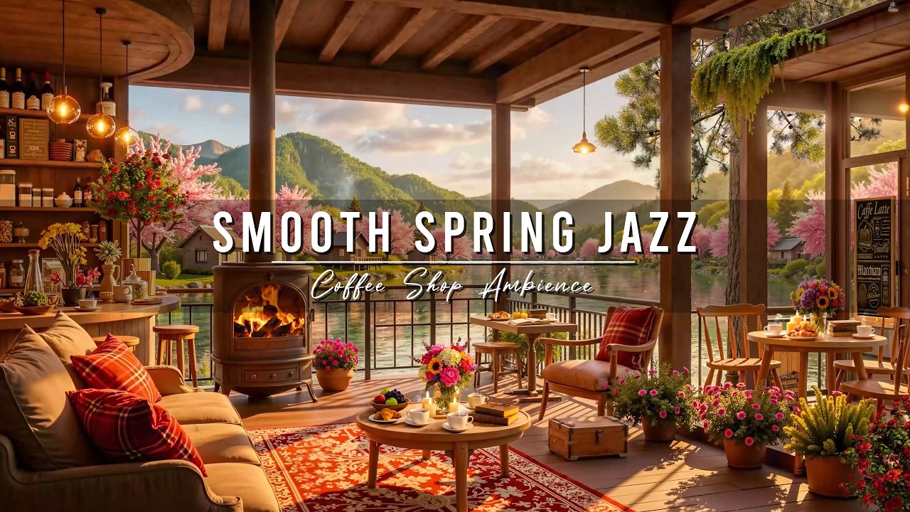 Smooth Jazz Instrumental Music at Cozy Spring Coffee Shop Ambience 🌸 Jazz Relaxing Music for Work