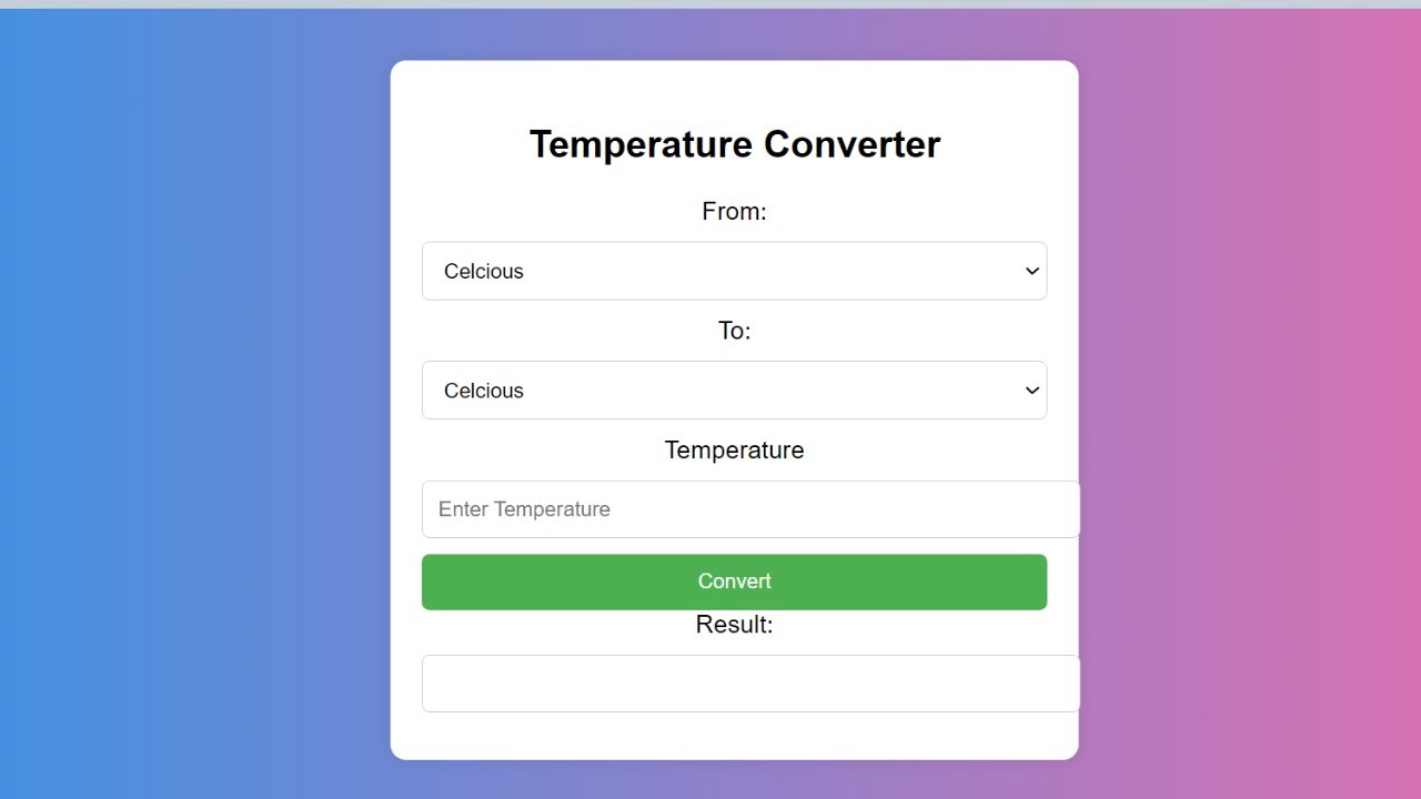 Building a Temperature Converter Web Page with HTML, CSS, and JavaScript || #temperaturemeasurement