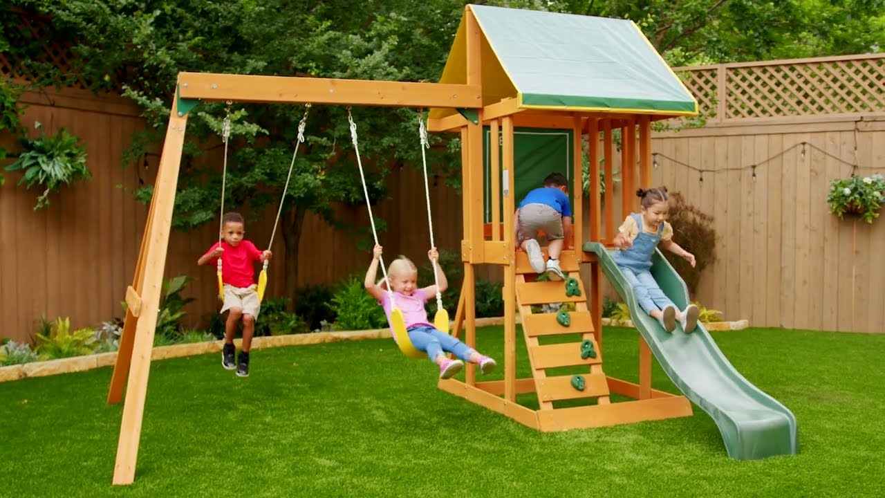 Ensemble balançoires et toboggan pour petits espaces Appleton