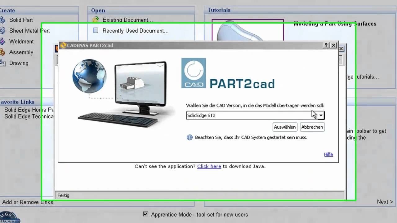 PART2cad export in to SolidEdge