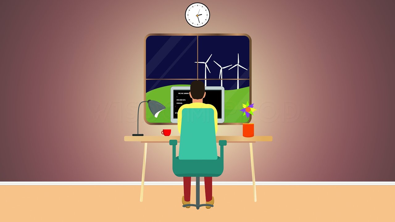 Vector Animation Of A Man Working At The Computer From Home