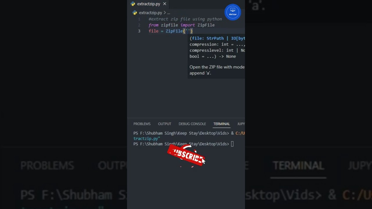 extract zip file using python #shorts #short