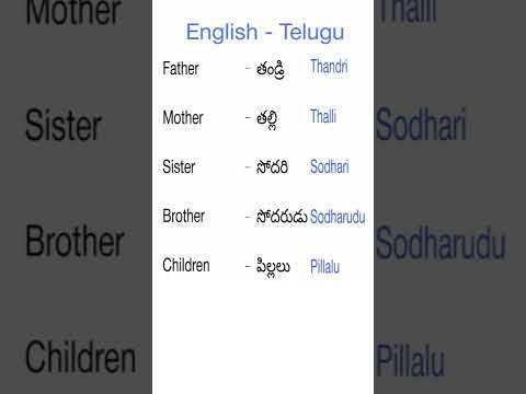 Family Members In Telugu - English | Easy Langauge | Learn Telugu Through English