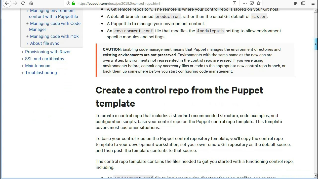 7.2 Puppet Code Manager, GitHub-Add Control Repo