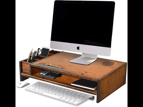 WAYTRIM 2-Tier Bamboo Monitor Stand, Wood Computer Monitor Riser, Wooden Desk Organizers Review