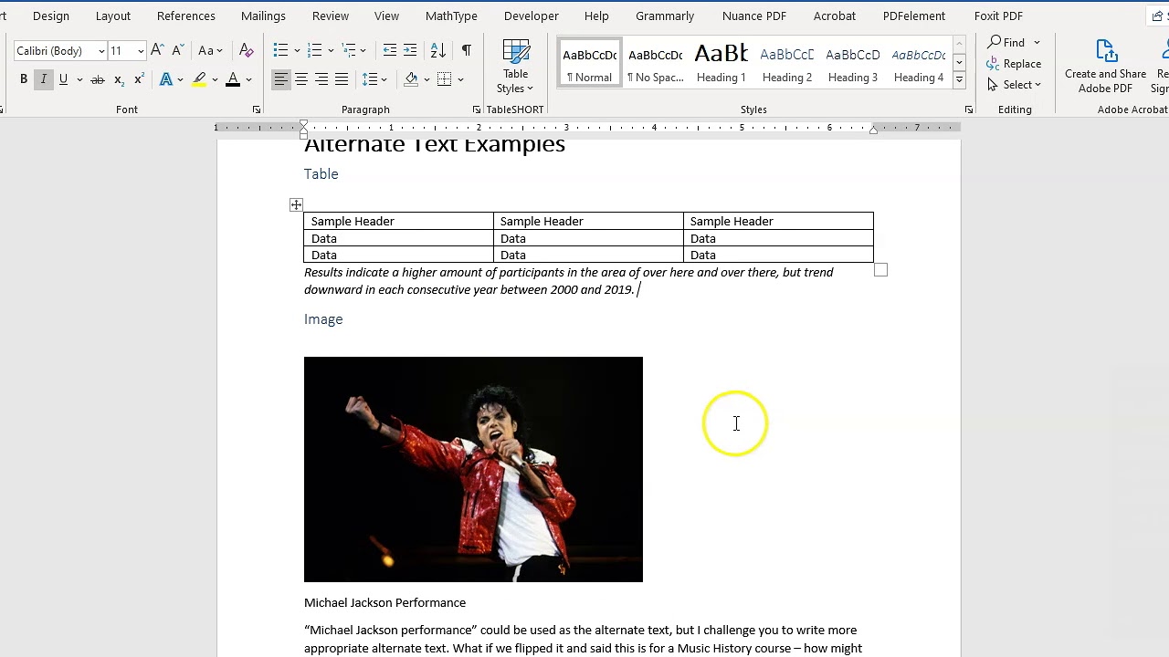 Word Accessibility - Alternate Text