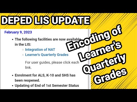 JUST IN! DEPED LIS UPDATE| ENCODING OF LEARNER'S QUARTERLY GRADES