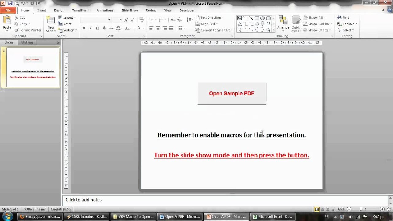 VBA Macro To Open A PDF