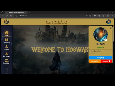 Harry Potter - Fictional Web application using html css js