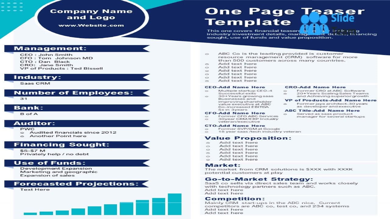 One Page Teaser Template Presentation Report Infographic Ppt Pdf Document