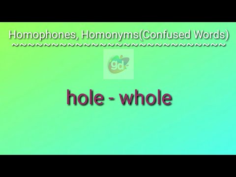 hole-whole Confused Words(Homophones,Homonyms) Meaning with Example||Googul Dictionary||