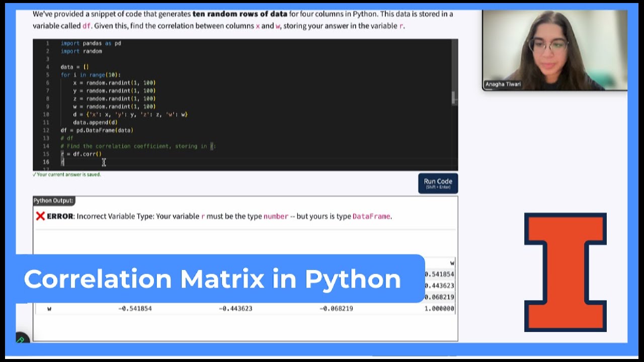 Mastery Platform Walkthrough: Correlation Matrix in Python