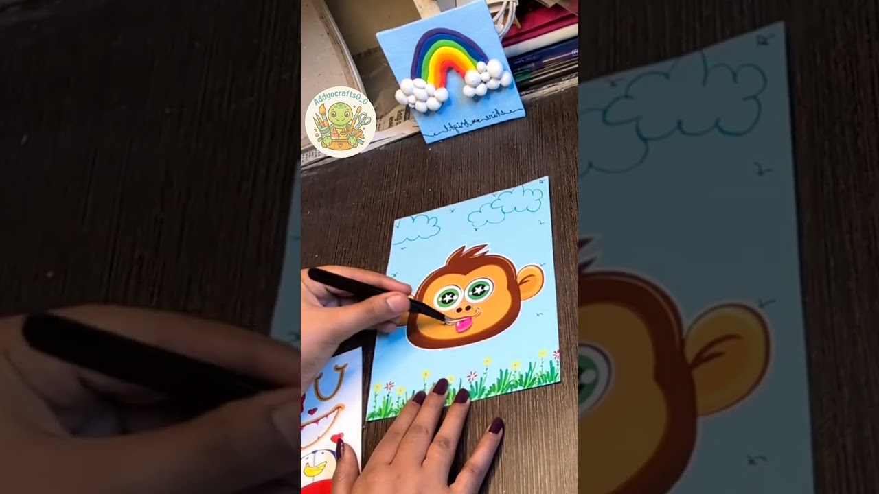 🐵 Funny Monkey Face DIY Craft | Easy Sticker Art for Kids | Cute Art & Craft Idea #paper #decoration