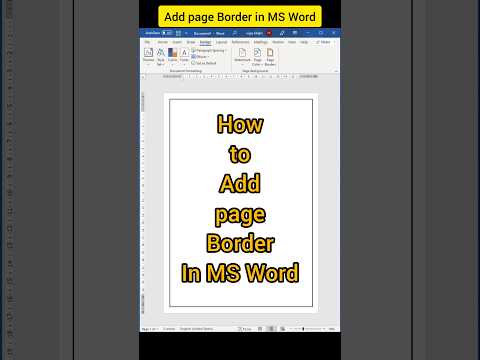 How to Add Page Border in MS Word #shorts #msoffice #tutorial