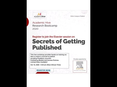 Elsevier's Workshop: Secrets of Getting Published (AHRB 2020)